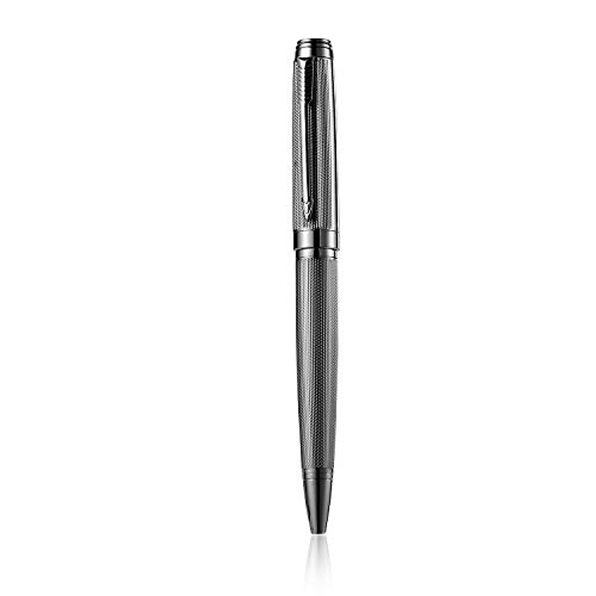 Nekigoen Ballpoint Pen with Gift Box for Men Women,Luxury Stainless Steel Retractable Pen Executive Home Office Use, and 2 Extra Refills Black Ink 1.0mm B2 (full gray)
