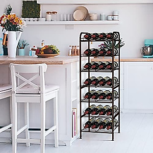 smusei Water Bottle Organizer 7 Tier Free Standing Vertical Metal Water Bottle Rack Shelf Adjustable Water Bottle Beverage Drink Stand Holder for Kitchen Pantry Food Storage, Bronze