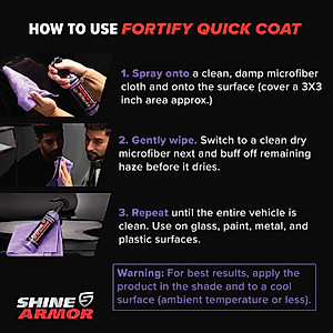 Ceramic Coating Top Coat for Cars Fortify Quick Car Wax Polish Spray Waterless Wash & Wax Hydrophobic Polish & Polymer Paint Sealant Detail Protection 16 Fl Oz by SHINE ARMOR
