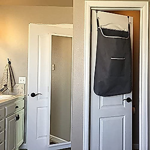 The Fine Living Co. X-Large Hanging Laundry Hamper with Over Door Hooks & Adhesive, Durable Space Saving Laundry Bag with Zipper and Wide Open Top, Hanging Dorm Laundry Hamper 20"x3.38"x30" (Grey-XL)