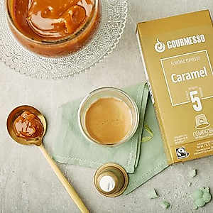 Gourmesso 100ct Flavored Espresso Pods Compatible with Nespresso Original Machines | Caramel Vanilla Chocolate Hazelnut Coconut Coffee Capsules | Intensity 5 | Proudly Fairtrade