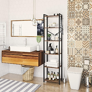 YMYNY Bookshelf, 6-Tier Ladder Shelf Organizer, Narrow Shelving Unit, Corner Storage Racks, Large Capacity Bookcase, for Home Office Living Room Balcony Bathroom, Metal Frame,HBC001H