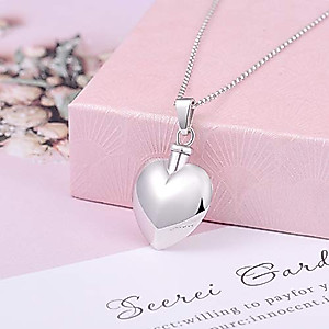 BEILIN Memorial Gift Love Heart Cremation Jewelry 925 Sterling Silver Keepsake Ash Forever in My Heart Urn Pendant Necklace for Ashes