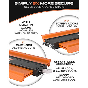 Super Gauge Shape and Outline Tool XL - Contour Gauge Profile Tool with Lock 10" and 5" - Corner Measuring Tools for Woodworking - Christmas Gifts for Men Husband Dad Him, Stocking Stuffers - FIXX