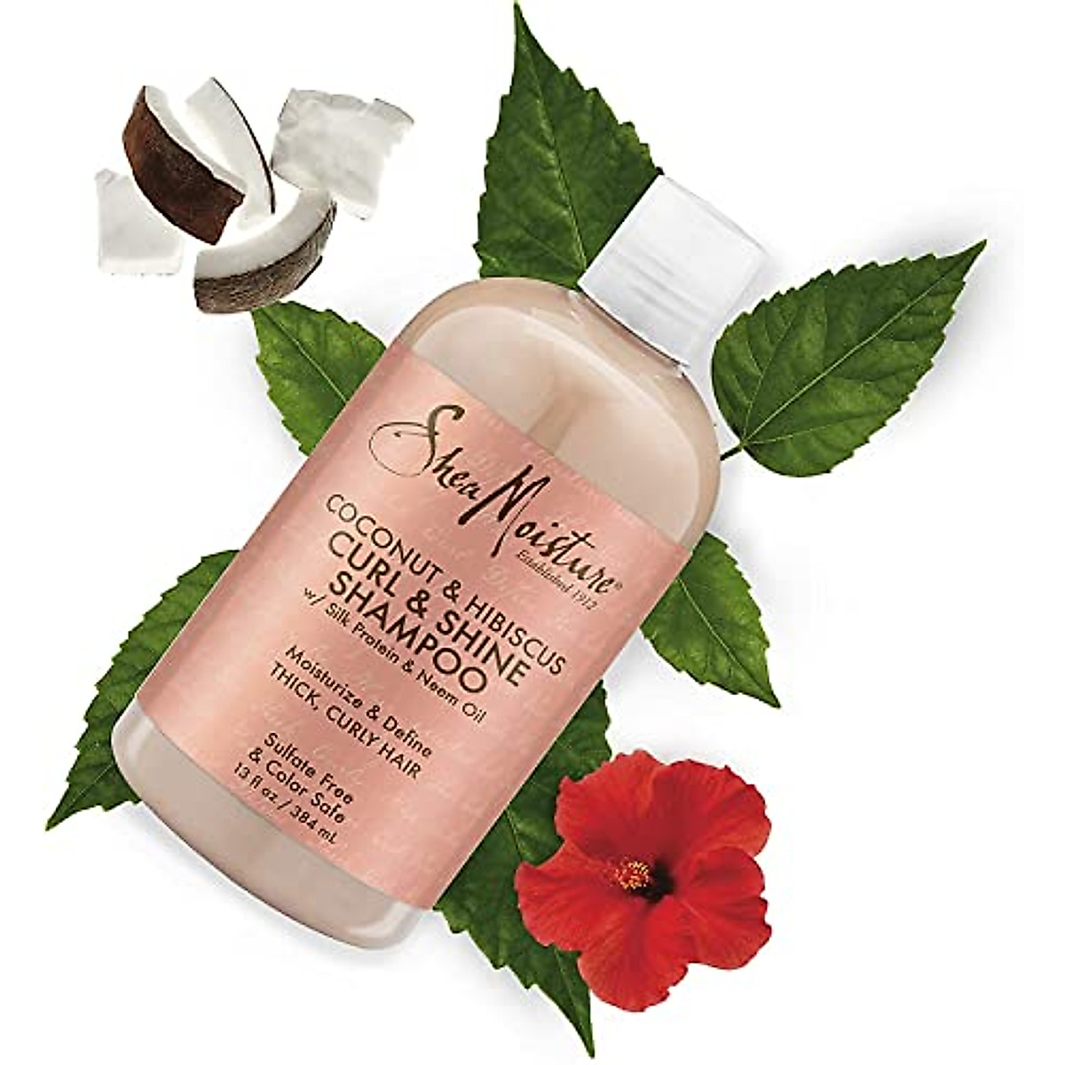 Shea Moisture Shampoo and Conditioner Set, Coconut & Hibiscus Curl & Shine, Curly Hair Products with Coconut Oil, Vitamin E & Neem Oil Provides Frizz Control, 13 Fl Oz Each