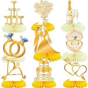 Engagement Party Decorations Gold Bridal Party Honeycomb Centerpieces Just Engaged Decorations Almost Married Decor for Bridal Shower Wedding Anniversary Bachelorette Party Supplies