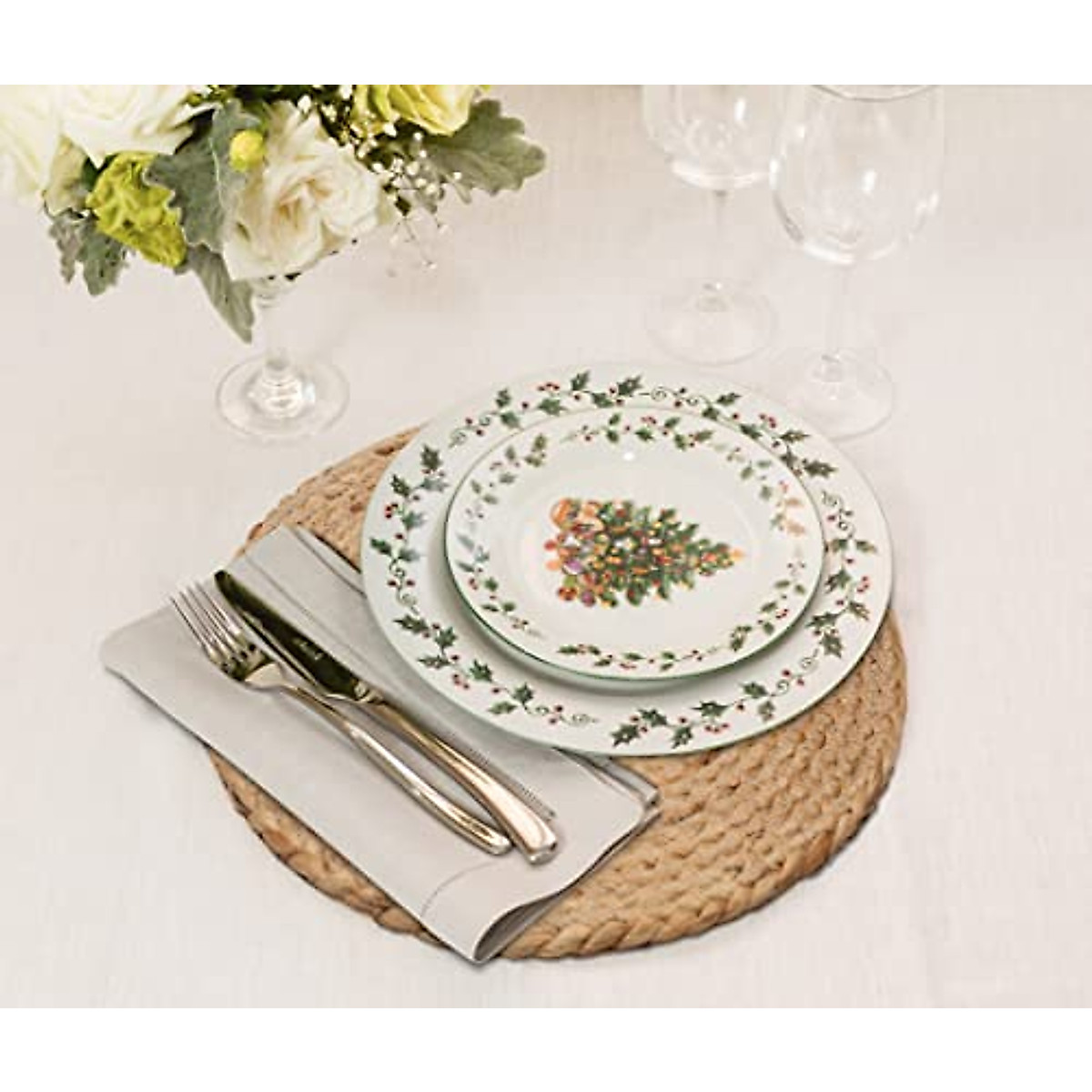 Farmhouse Jute Braided Placemat Set of 4 - Round Hand Beaded Charger Placemat -Hand Made by Skilled artisans - A Beautiful complement to Your Dinner Table décor - Natural - 13 Inch Round