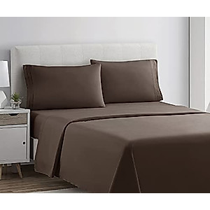 Clara Clark California King Sheets Set, Deep Pocket Bed Sheets for Cal King Size Bed - 4 Piece Bed Sheet Set, Extra Soft Bedding Sheets & Pillowcases, Chocolate Brown Sheets Cal King