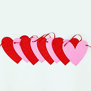 Valentine's Day Ornaments Heart Garland Banner Rose Gold Pink Burgundy Red Party Heart Paper Banner for Valentines Mothers Day Bachelorette Bridal Shower Engagement Wedding Hanging Decoration