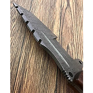 TR-1168 Custom Handmade Damascus Steel 10 Inches Tracker Knife - Perfect Grip walnut wood Handle (TR-987) (TR-2195)