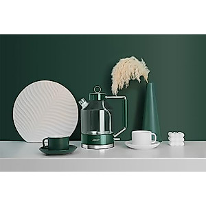 Electric Kettle, ASCOT Glass Electric Tea Kettle 1.6L 1500W Retro Tea Heater & Hot Water Boiler, No Plastic, BPA-Free, Cordless, with Auto Shut-Off and Boil-Dry Protection (Emerald Green)