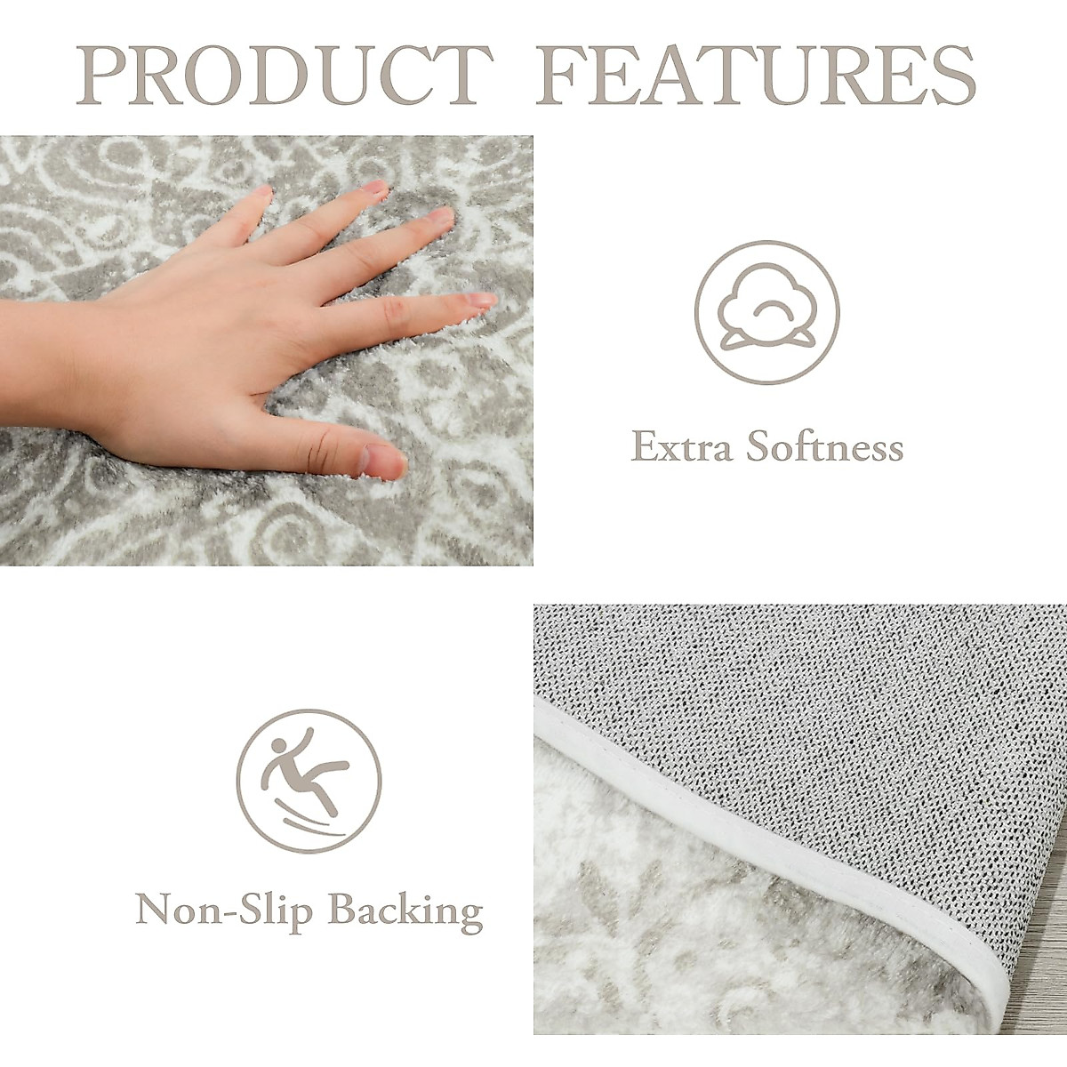 Lahome Vintage Medallion Round Rug 3ft - Non-Slip Distressed Area Rug Small Accent Throw Rugs Floor Carpet for Door Mat Entryway Bedroom Laundry Room Decor (3ft, Gray)