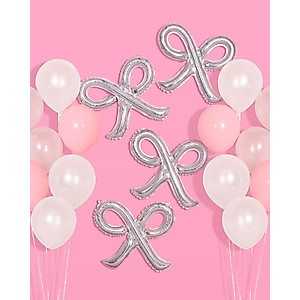 xo, Fetti Party Decorations Pink Latex + Iridescent Foil Bow Balloons - 20 pk | Bachelorette Decorations, Bow Birthday Party, Bridal Engagement Decor, Coquette Cute, Baby Shower, Tea Ribbon Decor