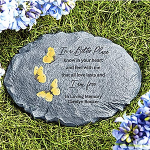 Let's Make Memories Personalized Sympathy Stepping Stone - I Am Free - Condolence & Memorial Gift - Customize with Message -11”Lx6”Wx3”D