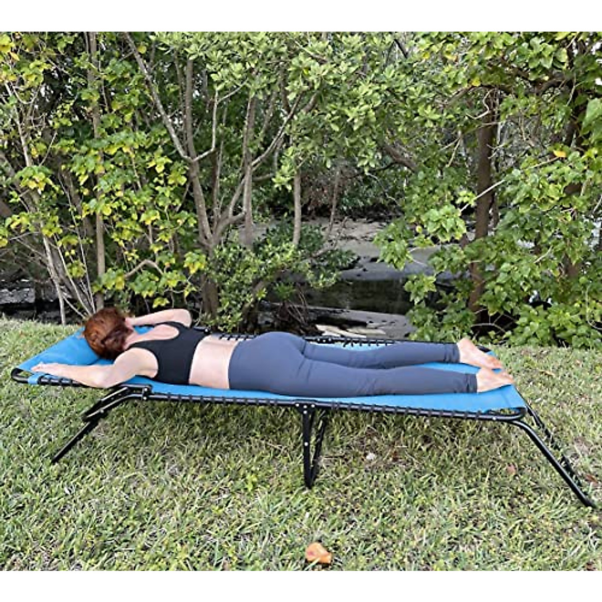 Ezcheer Oversize Folding Chaise Lounge Outdoor, 16 inch Extra High Patio Camping Sunbathing Recliner, Support 350lbs Lay Flat Pool Beach Lawn Chair with Storage Bag