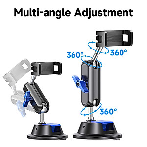 MARTVSEN Car Photography Phone Mount Stabilizer, Universal 360° Rotation Anti-Shake Metal Car Phone Holder for Video Recording & Navigation Live Streaming, Suction Cup Car Phone Holder for iPhone