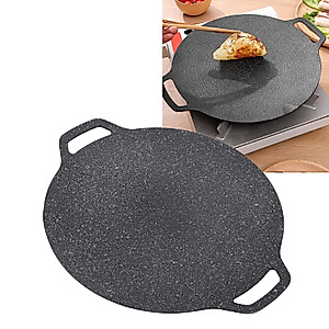 Korean Style Round Grill Pan, High Thermal Conductivity Non stick Barbecue Plate Aluminum Material Korean BBQ Grill Pan, Multifunctional Stove Plate for Meats, Pancakes, Ribs(30CM)