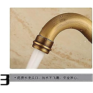 Kitchen & Bath Fixtures Taps Faucet,All-Copper Antique Above Counter Basin Faucet Blue and White Porcelain Hot and Cold Water Mixing Faucet, Gold,Gold