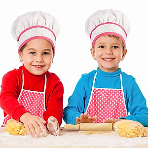 Kids Cooking Baking Set 19Pcs, Kids Chef Role Play Costume Set - Chef Hat and Matching Pink Apron Children Dress up Pretend Gift for 3 4 5 6 7 8 Year Old Girls Toys