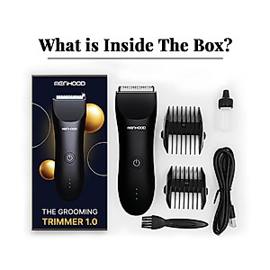 MENHOOD Groin Hair Trimmer for Men Cordless Waterproof Electric Ball Trimmer 1.0, Replaceable Ceramic Blade Heads, Ultimate Body Groomer Shaver for Pubic Hair, 150Min Run Time Trimmer