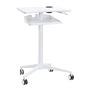 Safco Products 1944WH VUM Pneumatic Height-Adjustable Stand-Up Mobile Laptop Computer Workstation, Mobile Computer Cart, 22.875" D x 30.75" W x 48.25" H