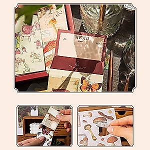 Aesthetic Scrapbook Kit, Scrapbooking Supplies Stickers, Bullet Junk Journal Kit Journaling Stationery, A6 Grid Notebook, Mushroom DIY Journaling Supplies, Scrapbook Gift for Teen Girl Kid Women