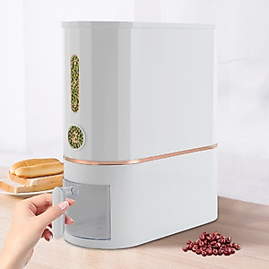 GDAE10 Rice Dispenser, 22 Lbs Rice Storage Container Holder BPA-Free, Large Container Food Dispenser with Lid and Measuring Cup, Kitchen Storage Organizer for Dry Food Flour (White)