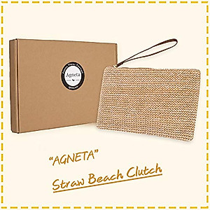 AGNETA Straw Clutch for Women Straw Purse Hand Wrist Type Summer Beach bag Handbags Wallet
