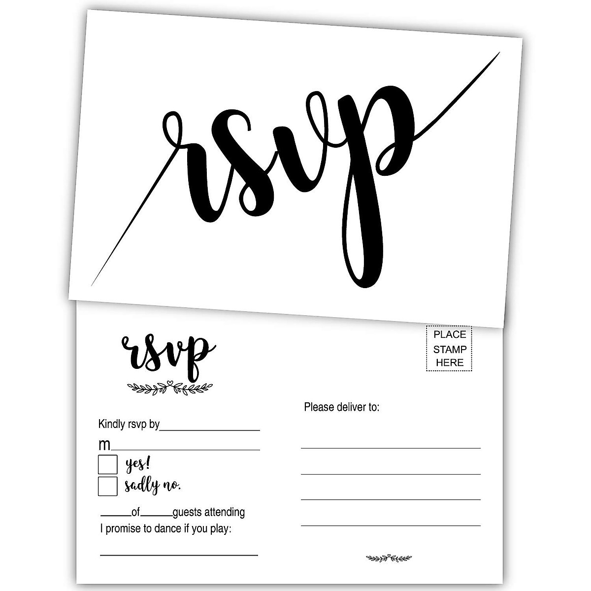 Antgiftshop 50 Pack RSVP Postcards, Blank Response Card No Envelopes Needed for Wedding, Rehearsal Dinner, Baby Shower, Bridal Shower, Birthday, Engagement, Bachelorette Party Invitations.