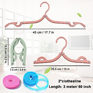 24PCS Travel Hangers,Portable Folding Clothes Hangers,Travel Clothes Hangers with Clotheslines,Travel Accessories Foldable Clothes Drying Rack for Travel,Plastic Foldable Non Slip Clothing Hangers