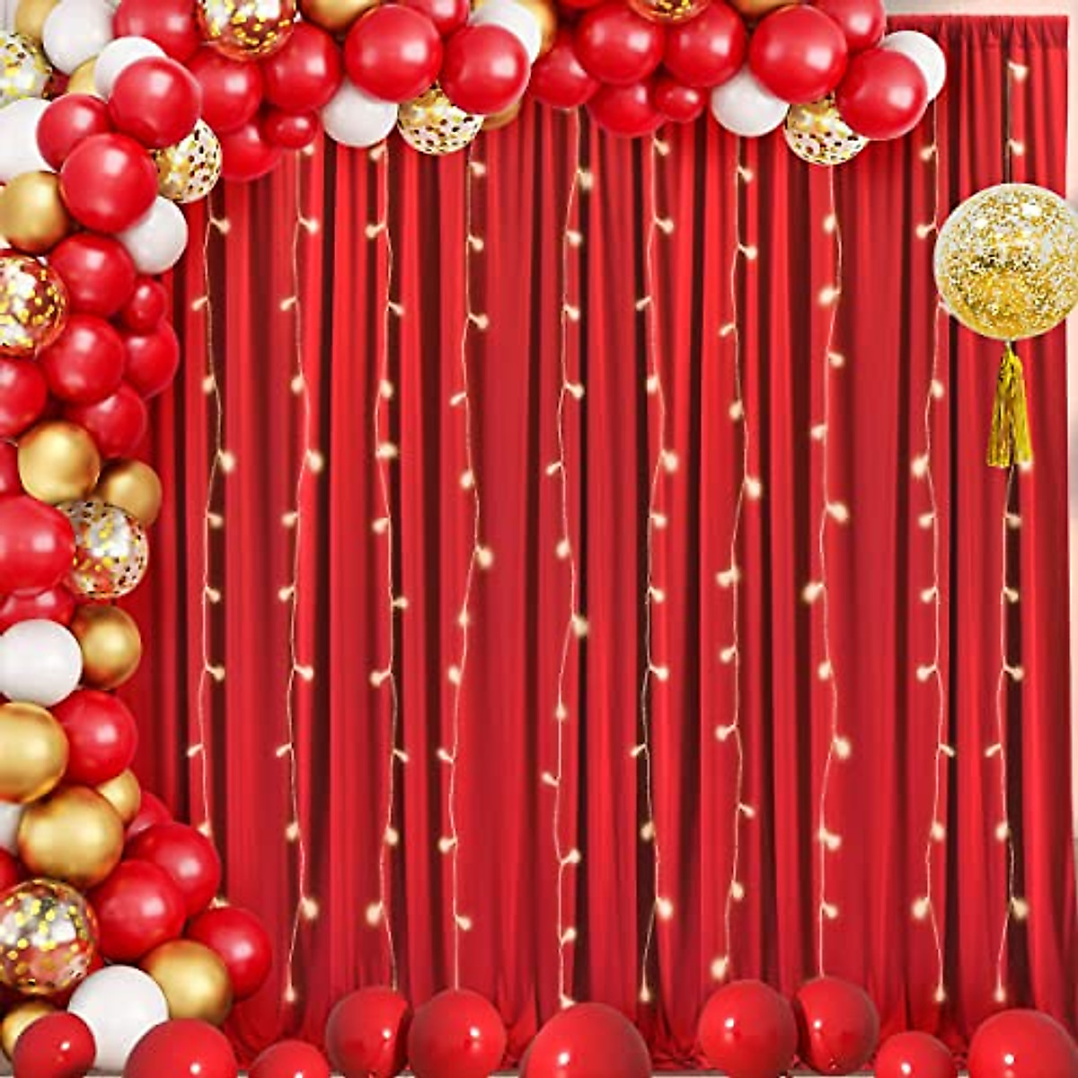 10x10 Red Backdrop Curtain for Parties Wedding Wrinkle Free Red Photo Curtains Backdrop Drapes Fabric Decoration for Birthday Party Baby Shower Christmas 5ft x 10ft,2 Panels