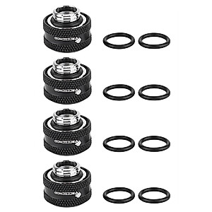 Pomya Water Cooling Fitting, 14mm Water Cooling Compression Fitting for Rigid Acrylic Tube OD (Pack of 4)(black)