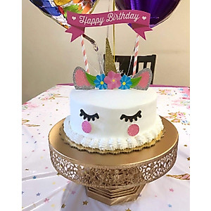 Happy Birthday Cake Topper Unicorn Cake Flag Birthday Party Supplies Cake Decoration for Baby Birthday Party