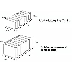 LOLELAI 7 Grids Washable Wardrobe Clothes Organizer, Jeans Compartment Storage Box Foldable Closet Drawer Organizer Clothes Drawer Mesh Separation Box for Bedroom 2 sizes white (Whit)