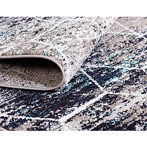 Unique Loom Trellis Frieze Collection Area Rug - Geometric (4' x 6', Blue Multi/ Ivory)