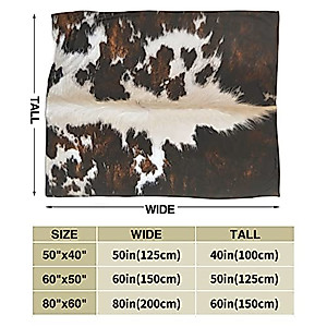 Cowhide Cow Print Throw Blanket, Super Soft Lightweight Flannel Fleece Blanket for Bed Couch Sofa, All Season Warm Cozy Fuzzy Plush Microfiber Blankets 40"x50"