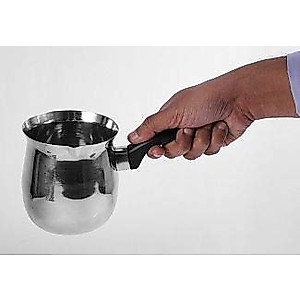 Milk Or Butter Warmer Pot, Turkish Coffee Pot with Black Handle 12oz Capacity (12 oz.)