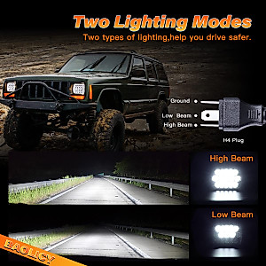 BAOLICY 5x7 H6054 LED Headlights DOT Approved 7x6 Hi/Low Sealed Beam H5054 H6052 6053 Rectangular Head Lights 2PCS 45W for xj yj Chevy S10 Blazer Ford Probe Off-Road Truck VAN SUV