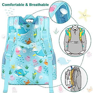 CAMTOP Backpack for Kids Girls Boys Preschool Backpacks with Lunch Box Toddle Kindergarten BookBag Set for Age 3-8 (Ocean World)