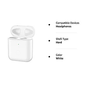 Airpods Charging Case Compatible for Airpods 1&2, Qi Wireless Charging Replacement Case, with Bluetooth Pairing Sync Button, NO AIRPODS, White