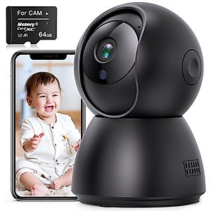 Menggood 2.5K HD Indoor Camera with SD Card-Black