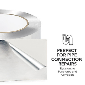 EconoHome Premium Aluminum Foil Tape - 2 inch x 33 yd (3.6 mil) - Adhesive Barrier for Sealing HVAC, Hot & Cold Air Ducts, Dryer Vents - Resilient Against Moisture, Flames, UV Rays