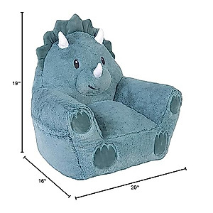 Cuddo Buddies Dinosaur Toddler Chair Plush Character Kids Chair Comfy Pillow Chair for Boys and Girls, 19 in x 20 in x 16 in