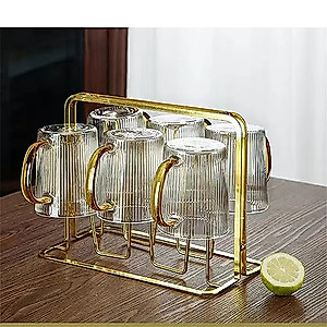 ZYJBM Clear Kettle Vertical Striated Teapot High-capacity Kettle Heat-Resistant Glass Bottle with Cup and Cup Holder