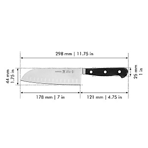 HENCKELS Classic Razor-Sharp 7-inch Hollow Edge Santoku Knife, German Engineered Informed by 100+ Years of Mastery