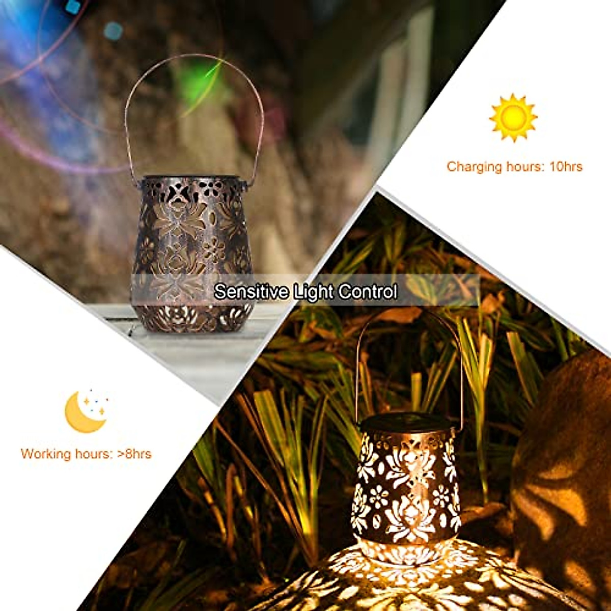 dsfen 2PCS D C 2V 0.04W Solar Powered Energy LEDs Lantern Light Outdoor H anging Lamp IPX4 Water Resistance Built-in 400mAh High Capacity Rechargeable Cell for Patio Garden Courtyard Pathway