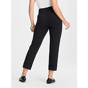 Yogipace,Belt Loops,Women's Cropped Yoga Dress Pants Pull-On Straight Leg Work Pant,25",Black,Size M