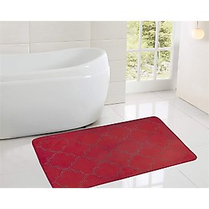 All American Collection Non Slip Absorbent Washable Soft Touch 1 PC Memory Foam Shower Bath Mat for Kitchen Bathroom Floors 20 x 32 (Red)