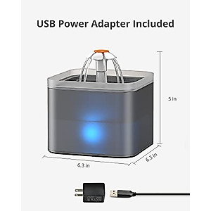 NICREW Cat Water Fountain, Ultra Quiet Cat Fountain with LED Light, 2L Capacity Pet Water Fountain with Filter, Automatic Drinking Water Dispenser for Cats and Dogs, Grey