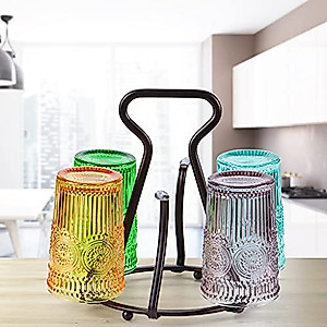 Skelang 2-Pack Cup Drying Rack, Cup Drying Stand with 6 Silicone Protective Hooks, Metal Cup Mug Organizer, Countertop Cup Holder for Bottle, Glass, Mug (Black Coffee)